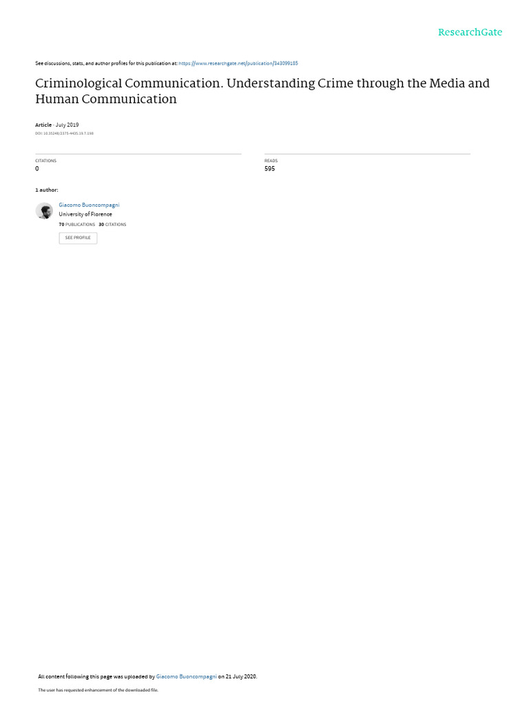 Criminological Communication Understanding Crime Through The Media and ...