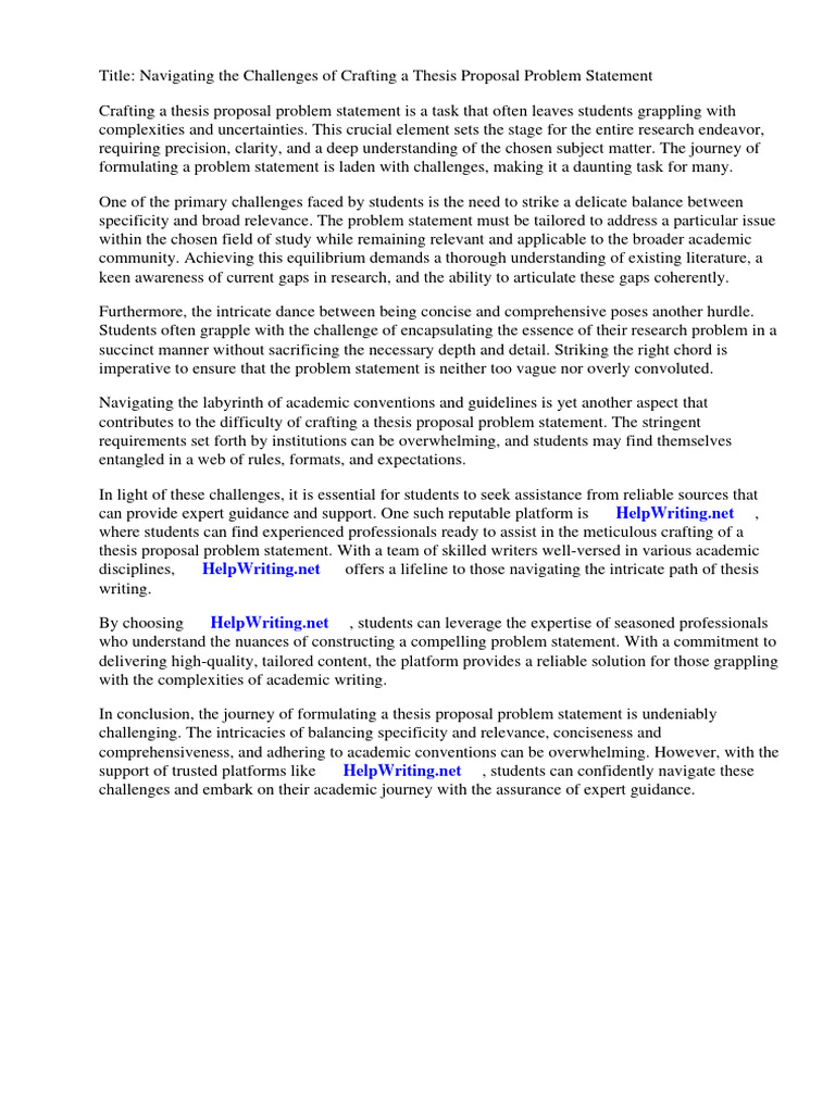 Thesis Proposal Problem Statement | PDF | Thesis | Qualitative Research
