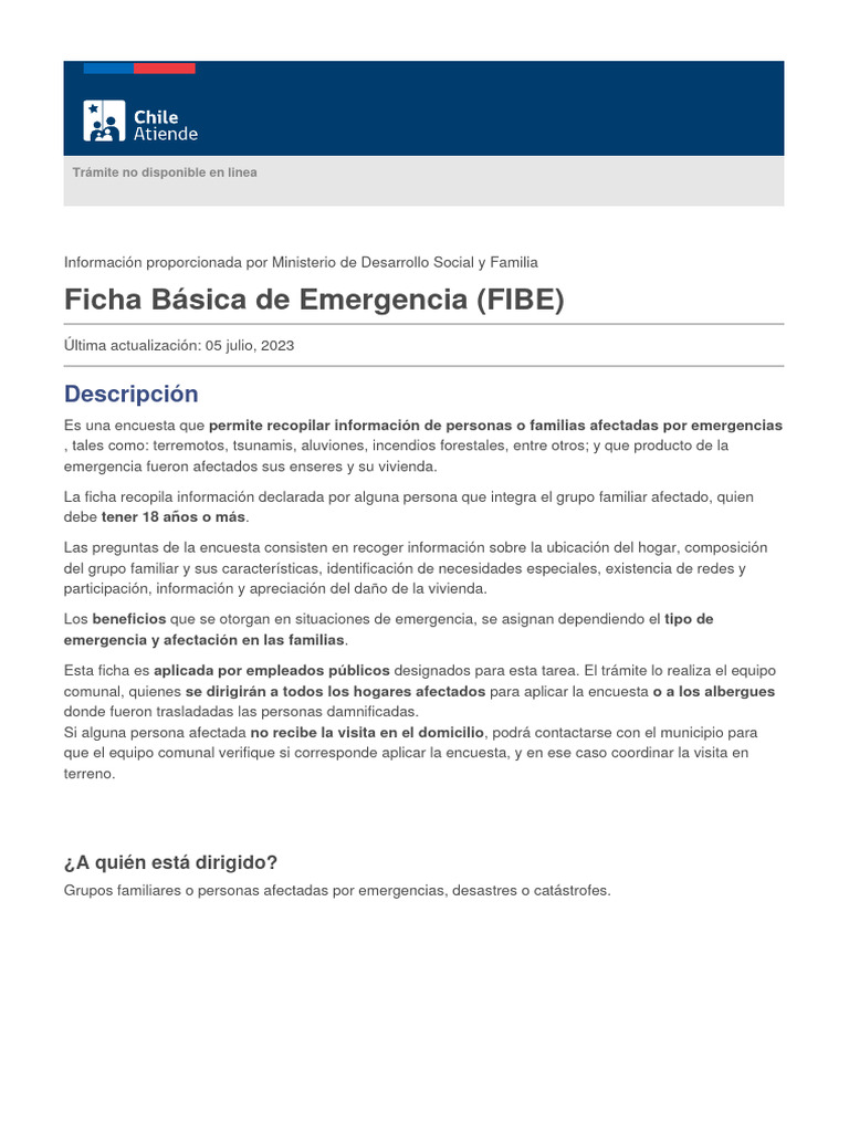Ficha Básica de Emergencia (FIBE) | PDF
