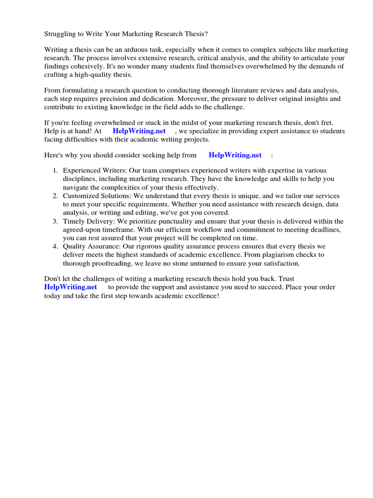 Topic For Marketing Research Thesis | PDF