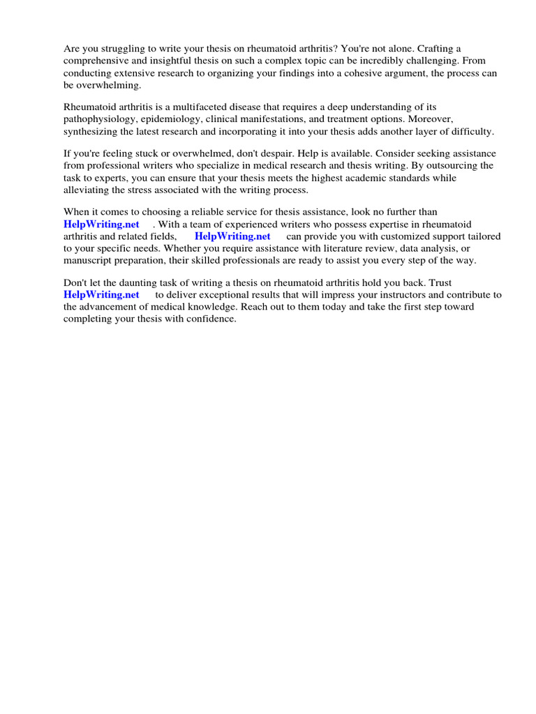 Rheumatoid Arthritis Thesis 2013 | PDF | Rheumatoid Arthritis | Arthritis