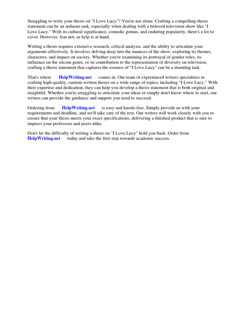 I Love Lucy Thesis Statement | PDF | Lucille Ball