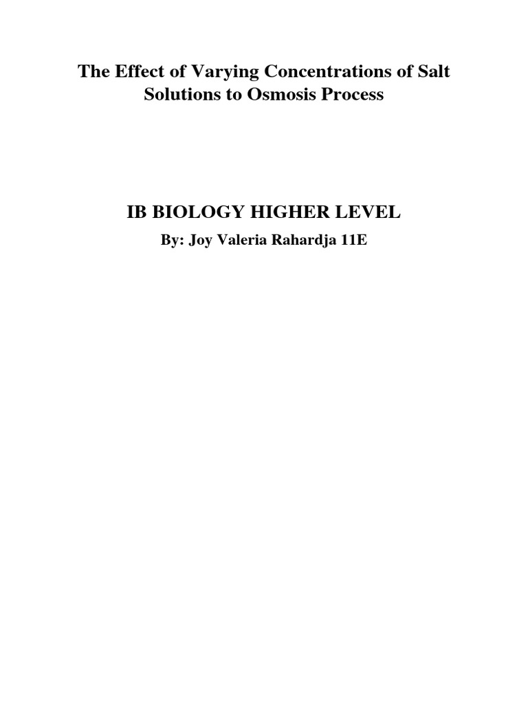 Osmosis Lab Report | PDF | Osmosis | Chemistry