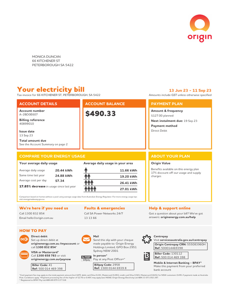Origin Statement 2023 09 12 | PDF | Service Industries | Payments