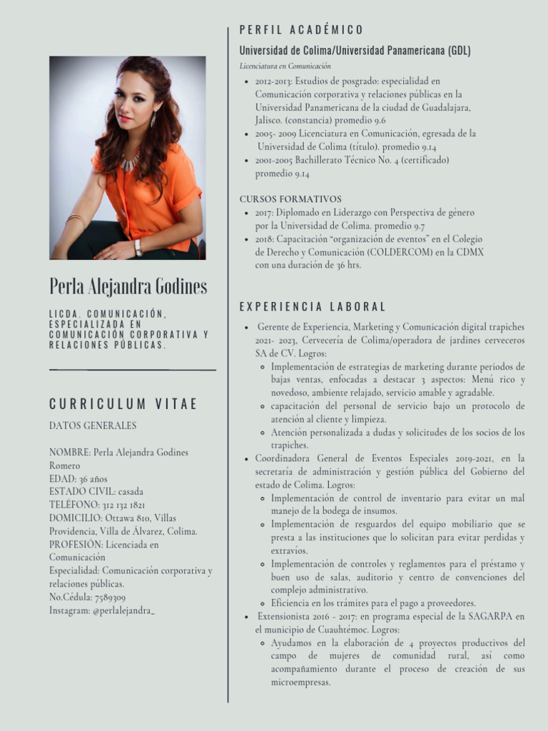 CV Perla Alejandra Godines Romero 2 | PDF