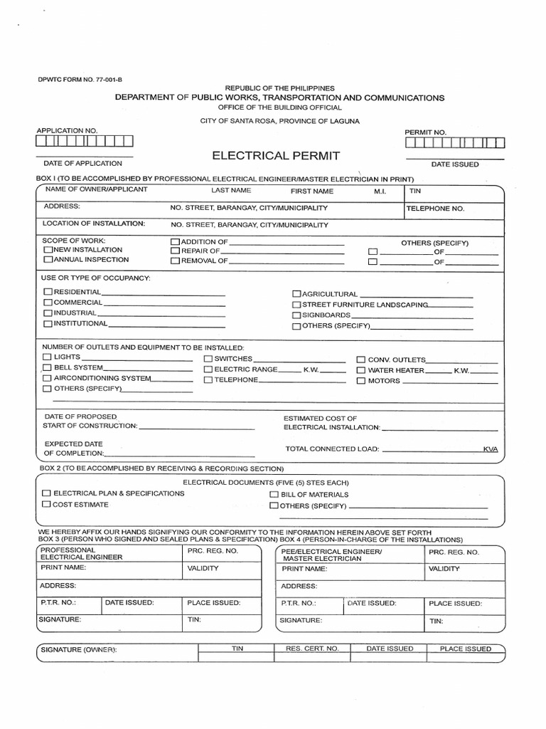 Electrical Permit Sta - Rosa | PDF