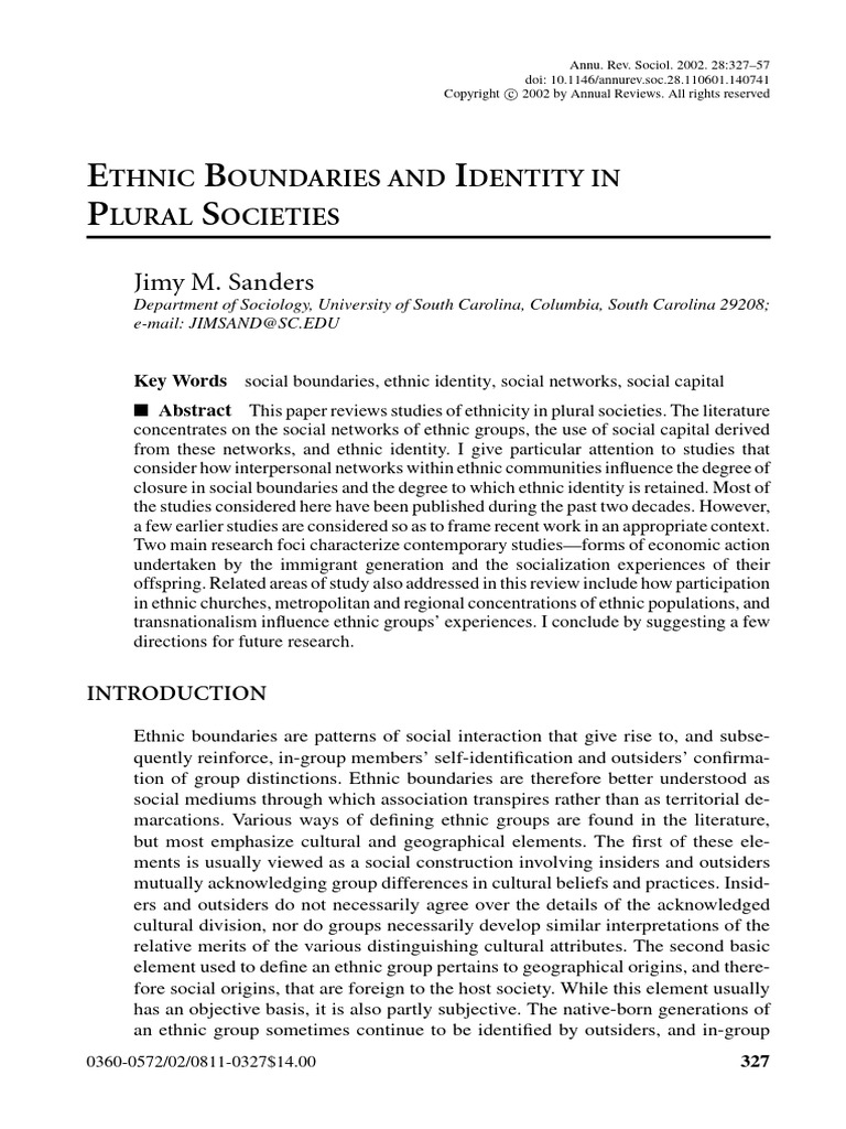 Ethnic Boundaries and Indetity in Plural Societies-NO | PDF | Social ...