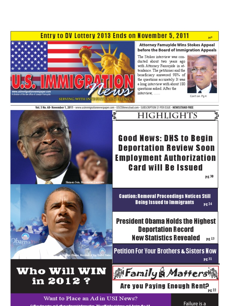U.S Immigration Newspaper Vol 5 No 66 | PDF | Influenza | Permanent ...