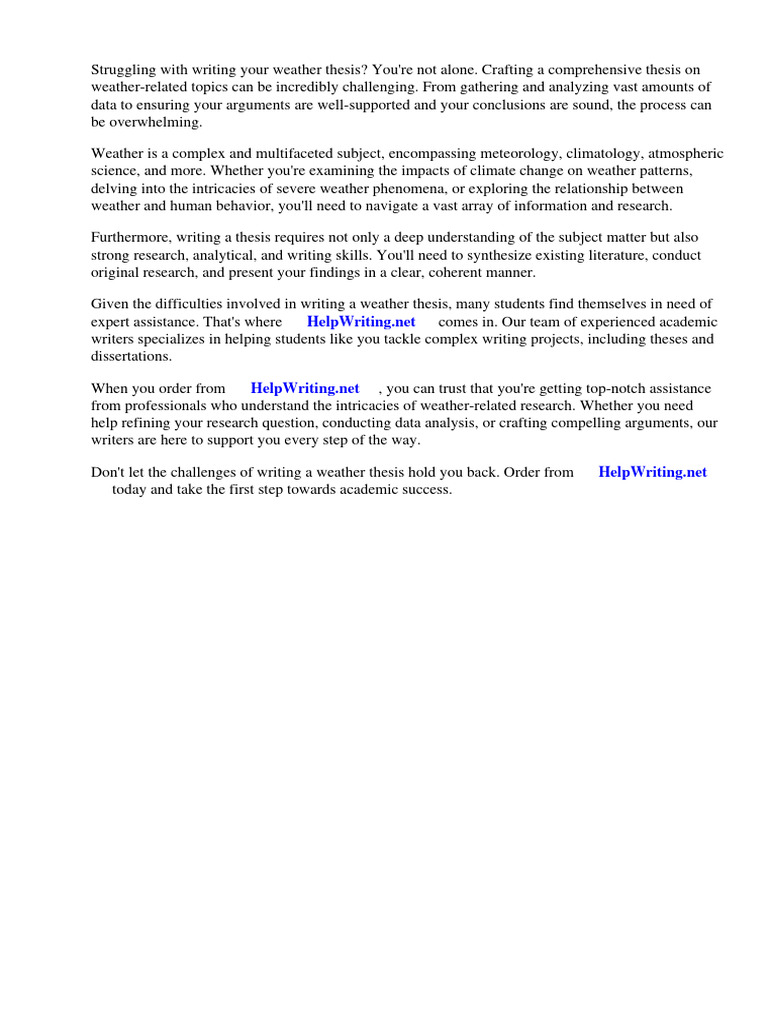 Weather Thesis | PDF | Weather Forecasting | Weather