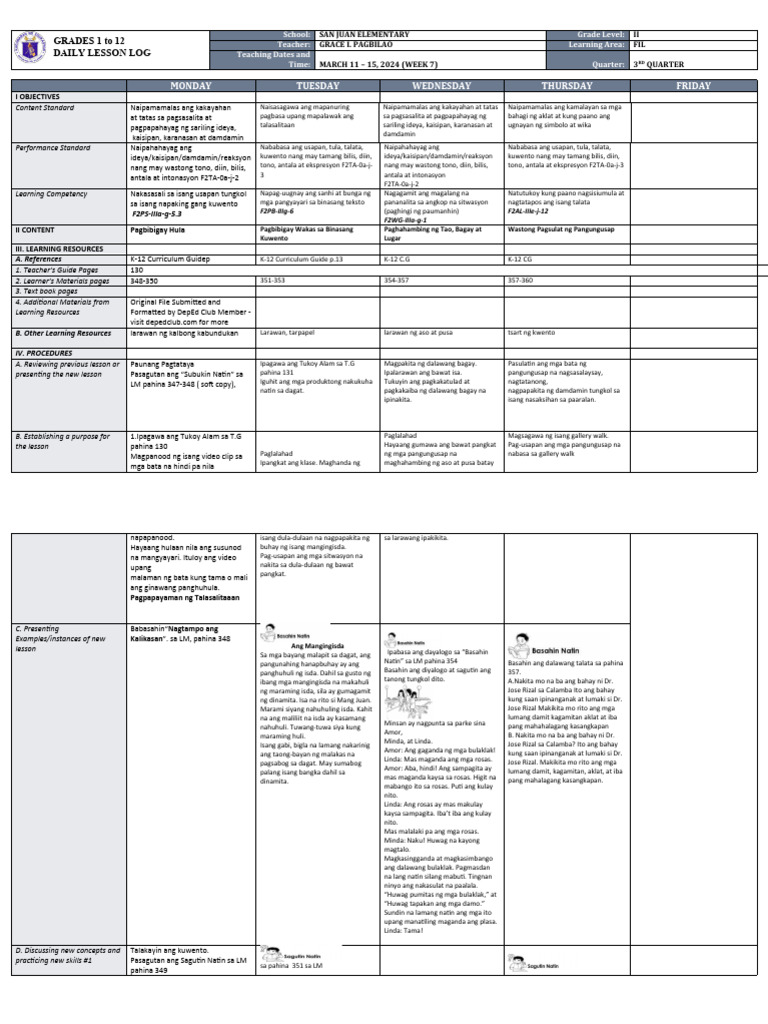 DLL - Fil 3 Q3 - W7 | PDF