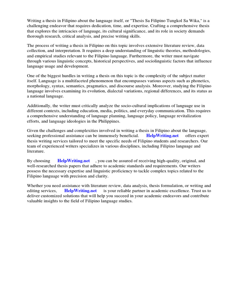 Thesis Sa Filipino Tungkol Sa Wika | Download Free PDF | Tagalog ...