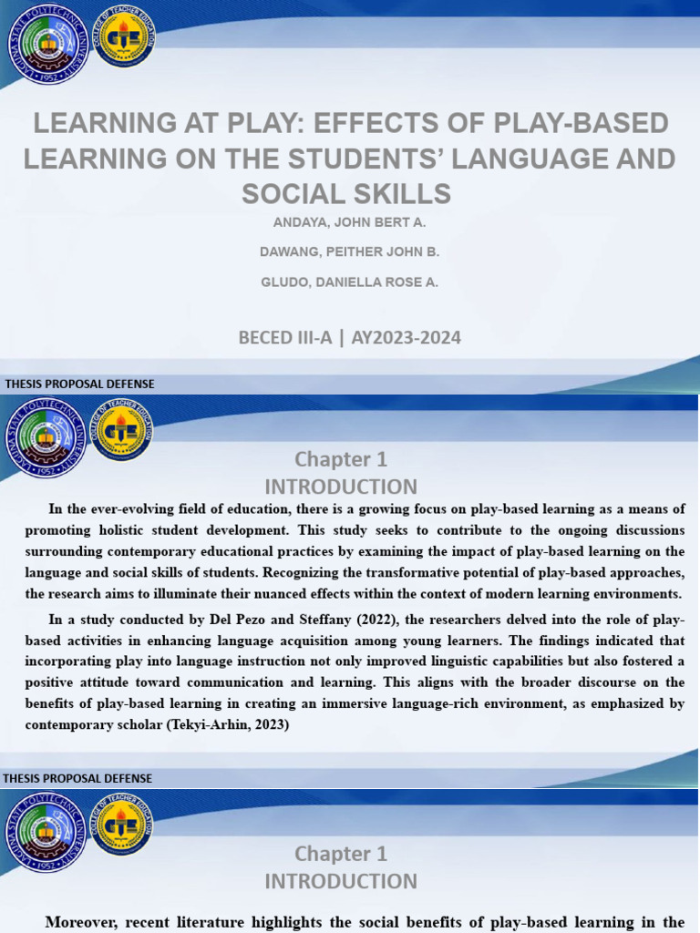 Group 1 - Learning at Play-Effects of Play-Based Learning On The ...