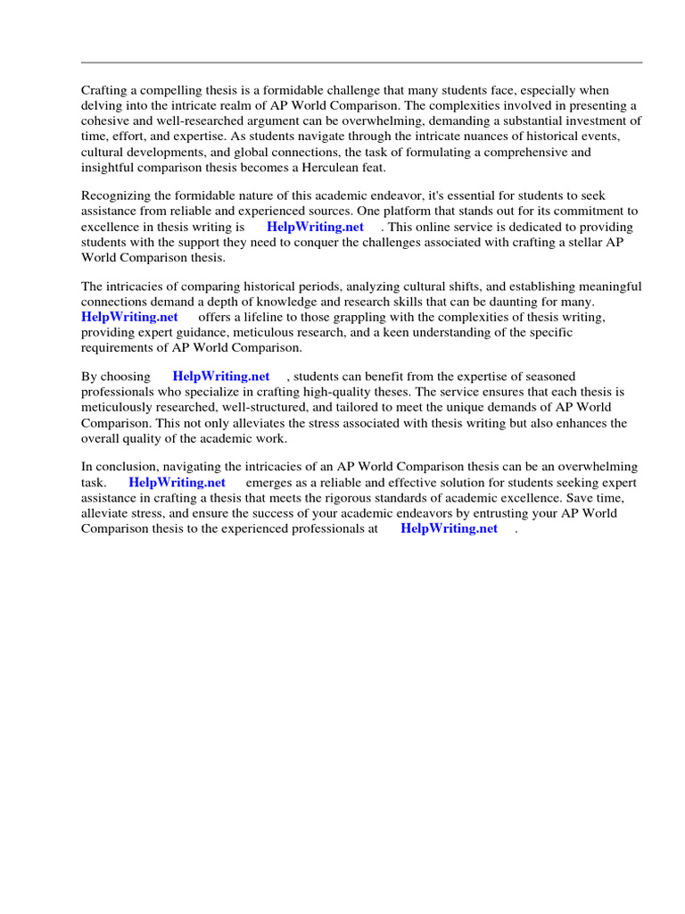AP World Comparison Thesis | PDF | Essays | Thesis