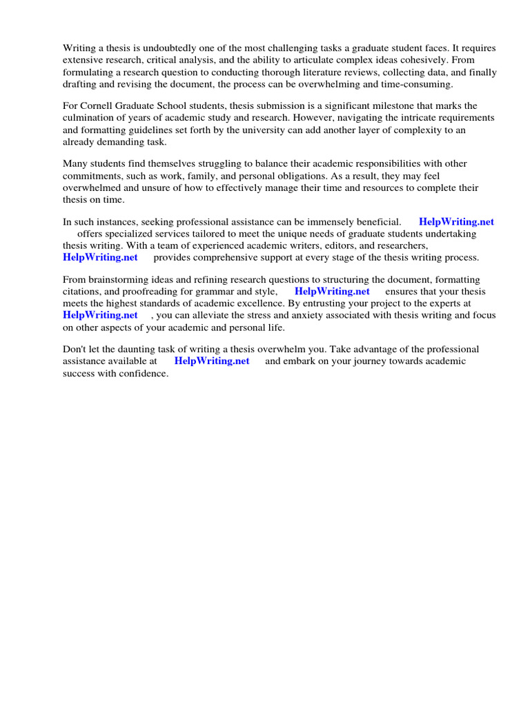 Cornell Graduate School Thesis Submission | PDF | Thesis