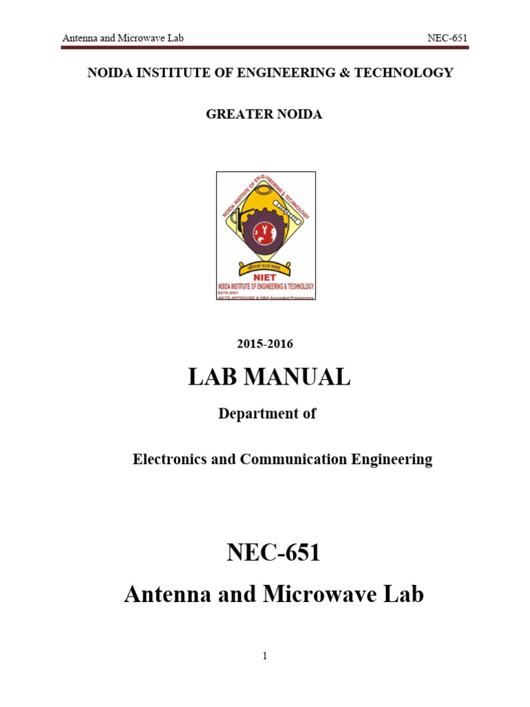 Antenna and Microwave Lab Manual | PDF