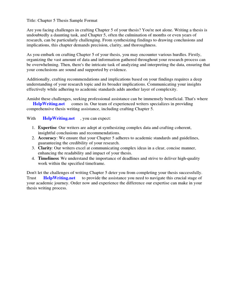 Chapter 5 Thesis Sample Format | PDF Chapter 5 Thesis Sample Format | PDF