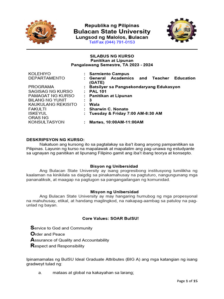 PAL 101 Panitikan at Lipunan | PDF