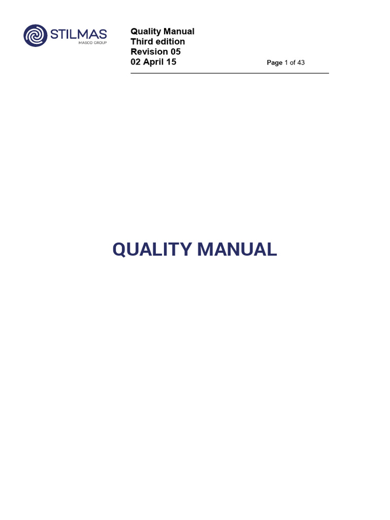 Stilmas Quality Manual Third Edition | PDF | Quality Management | Iso 9000