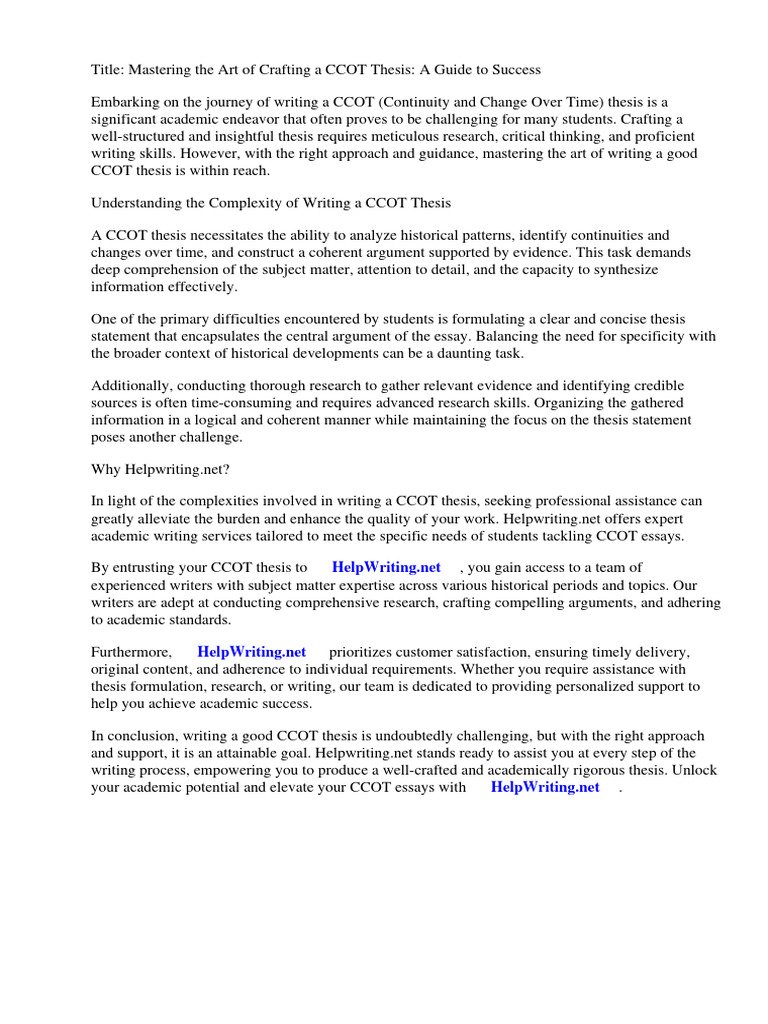 How To Write A Good Ccot Thesis | PDF | Essays | Thesis