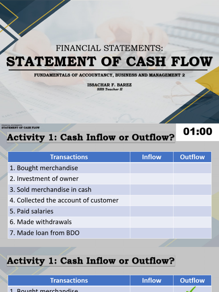 Statement of Cash Flow - Merchandising | PDF | Debits And Credits | Cash