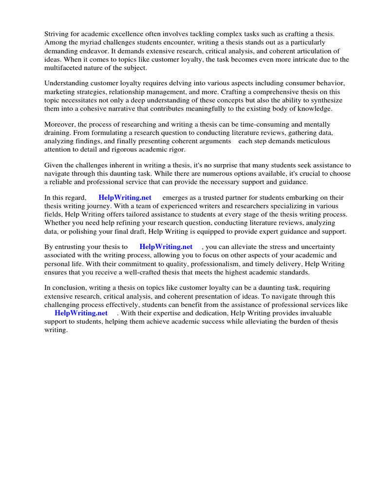 Sample Thesis On Customer Loyalty | PDF | Customer Relationship ...