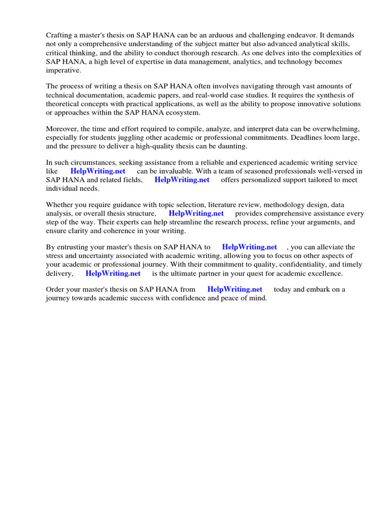 Master Thesis Sap Hana | PDF | Databases | Cloud Computing