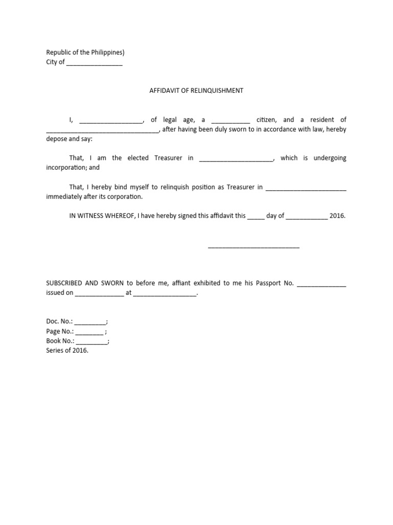 Affidavit of Relinquishment | PDF