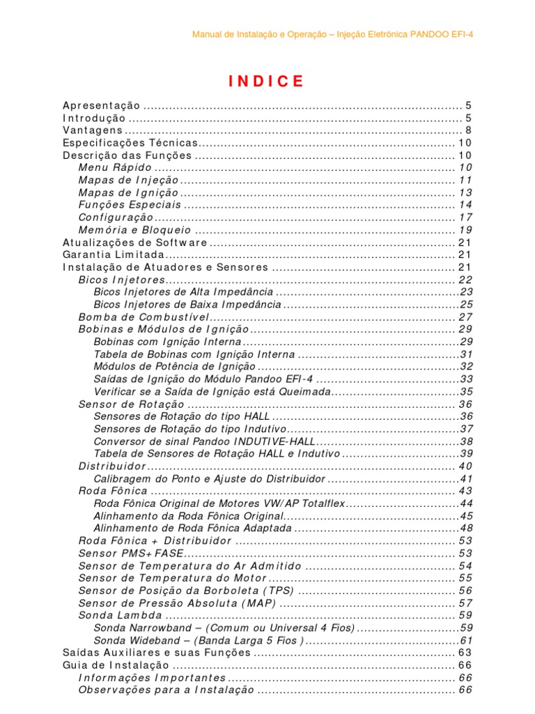 PANDOO Injecao Eletronica EFI 4 Versao 1 - 55B | PDF | Injeção ...