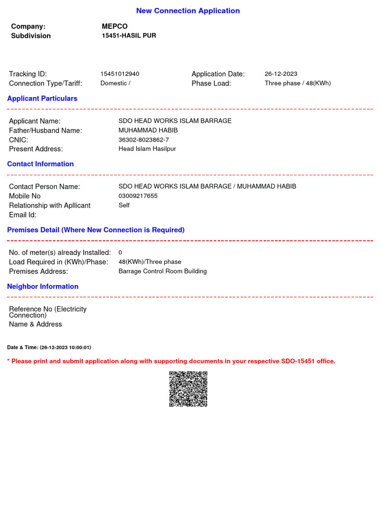 New Connection Application | PDF