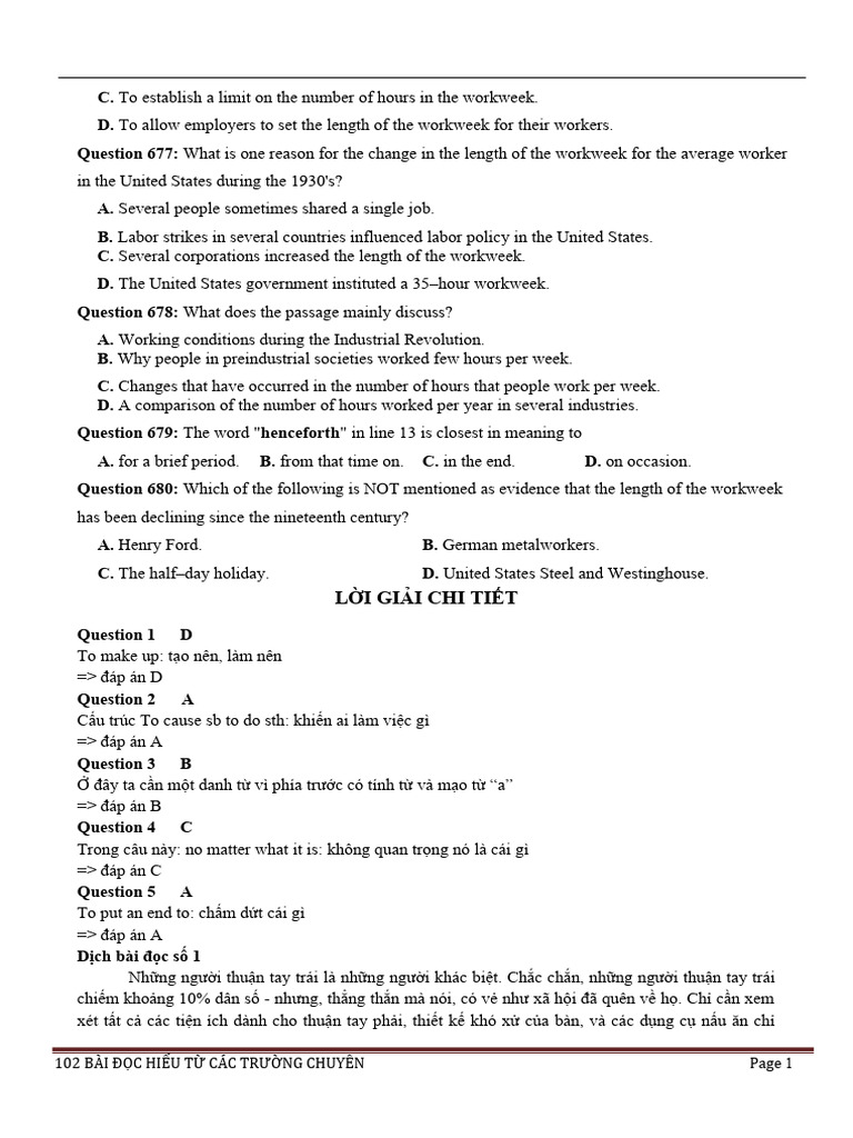 102 Bai Doc Hieu Tieng Anh Tu Cac Truong Chuyen Trang 2 | PDF