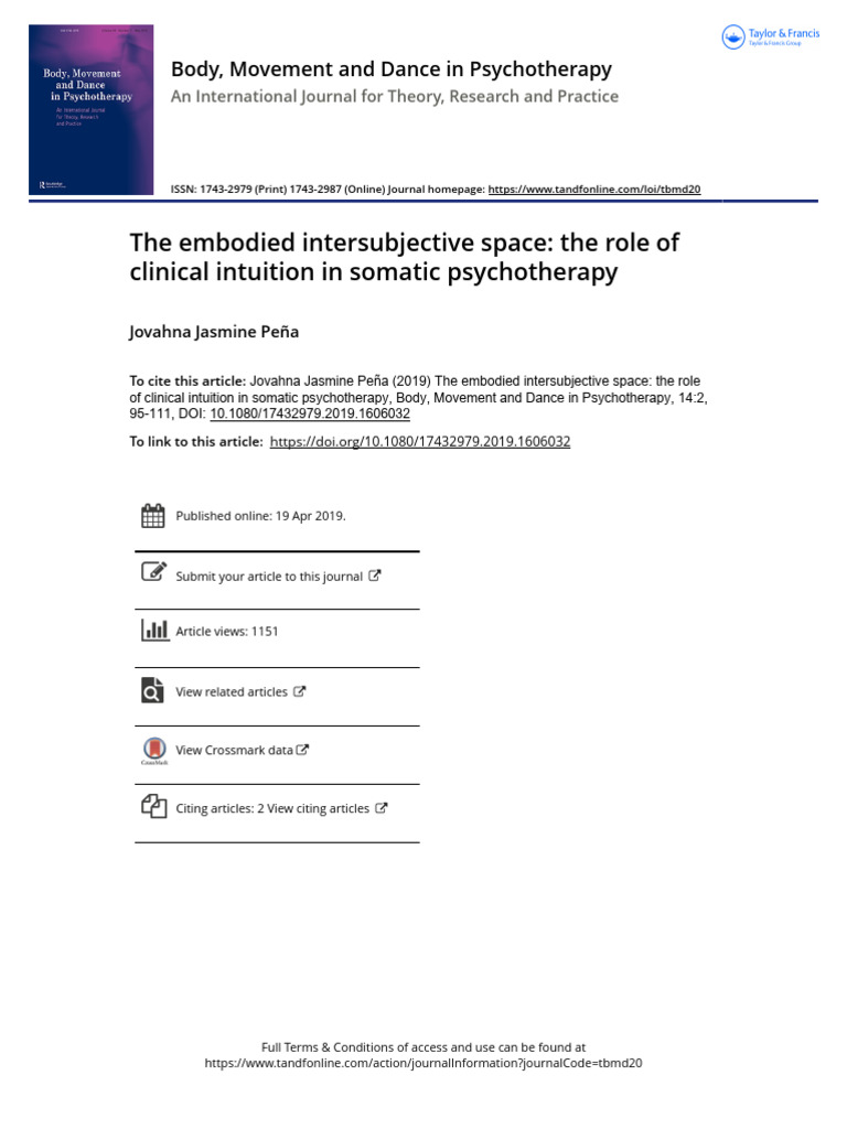 Embodied Intersubjectivity | PDF | Psychotherapy | Embodied Cognition