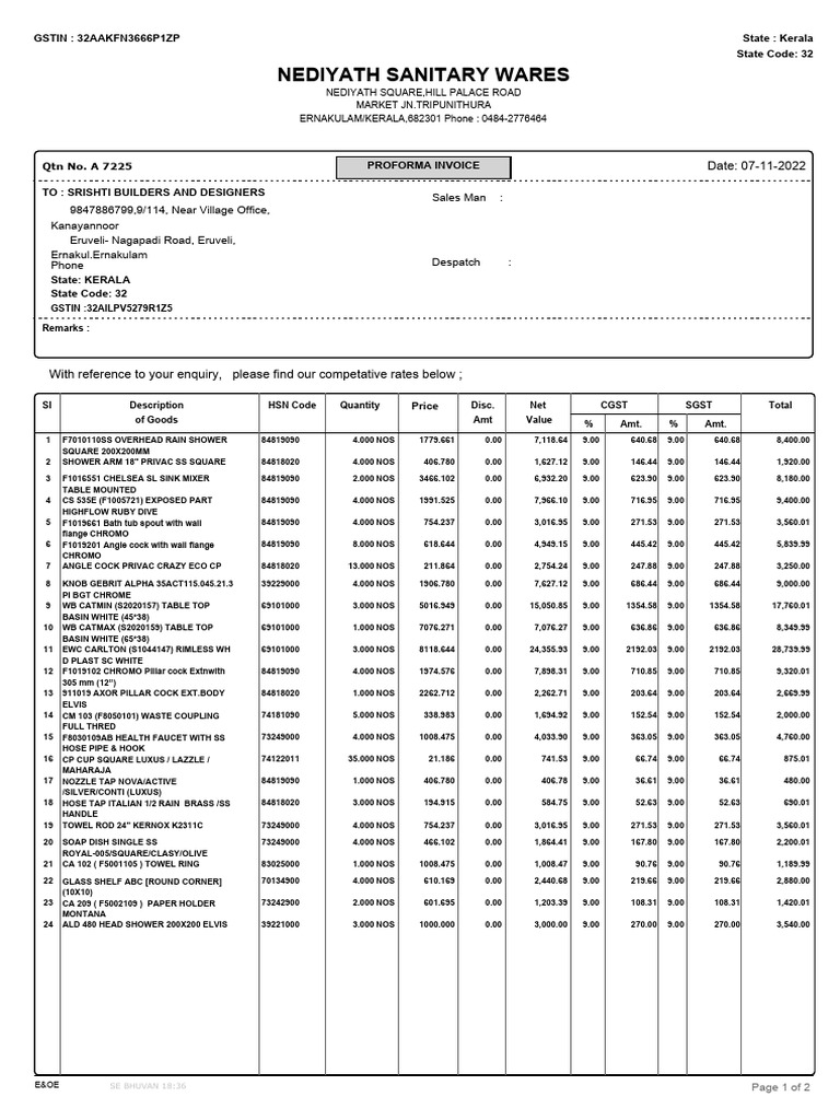 QTN No - A7225 | PDF | Plumbing