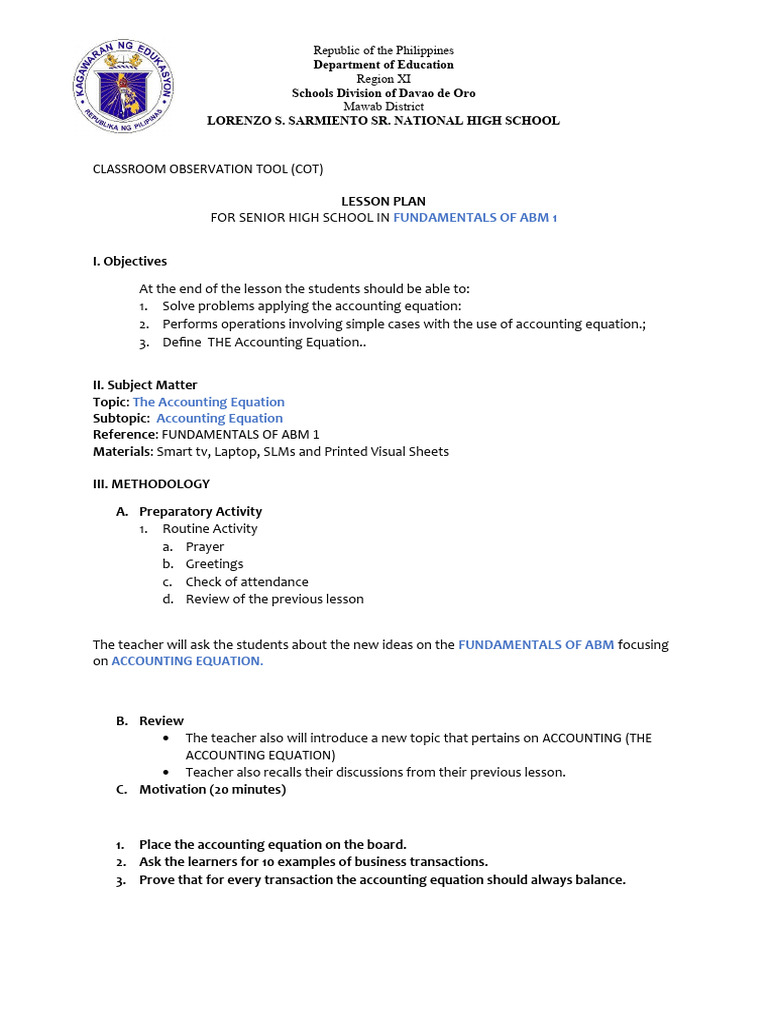 COT 1 Fundamentals) | PDF