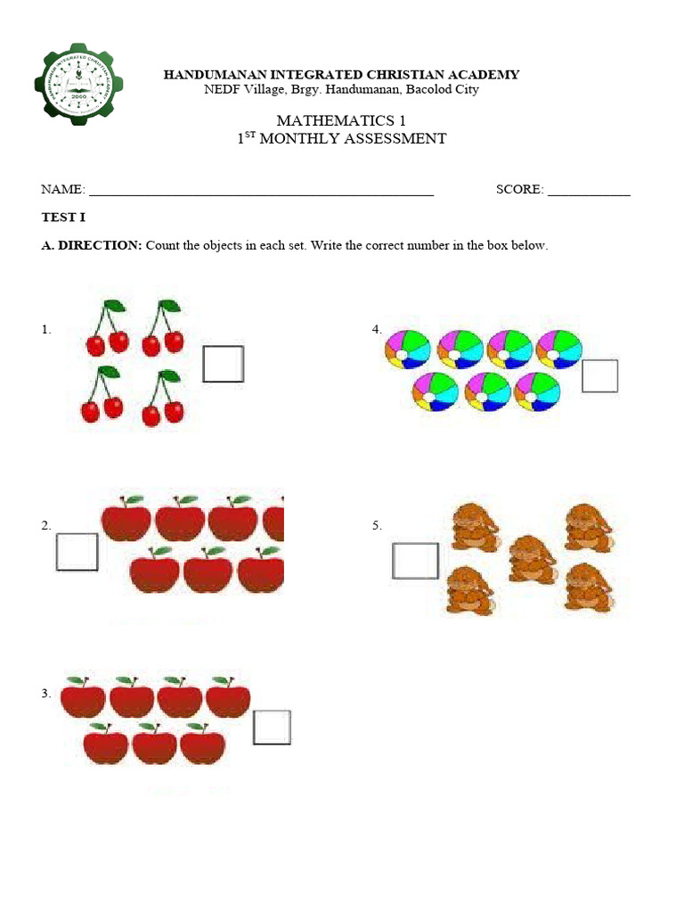 1ST MONTHLY - MATH 1 (5 Copies) | PDF | Mathematics | Science