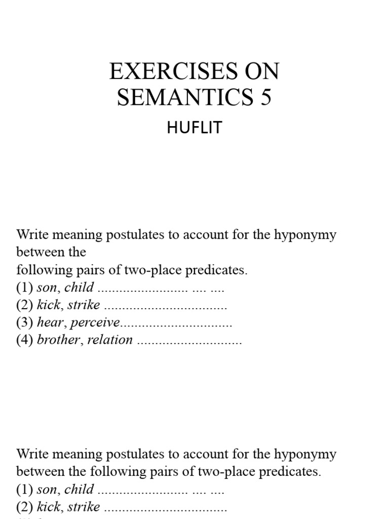 Exercises On Semantics 5 | PDF