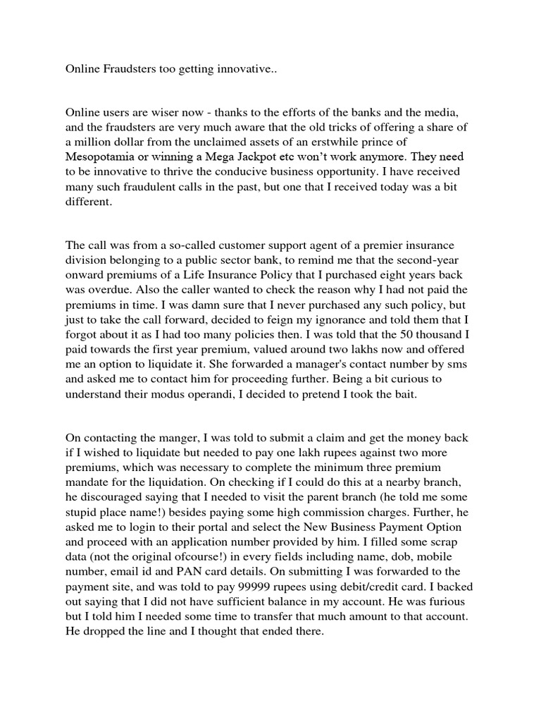 Online Fraud - PNB Metlife | PDF | Insurance | Credit Card