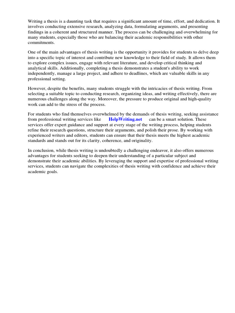 Advantages of Thesis Writing | PDF | Thesis | Essays