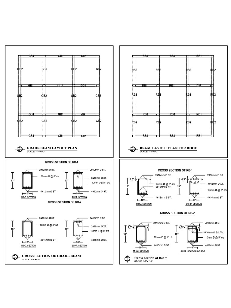 Beam and Grade Beam Cross Sections | PDF