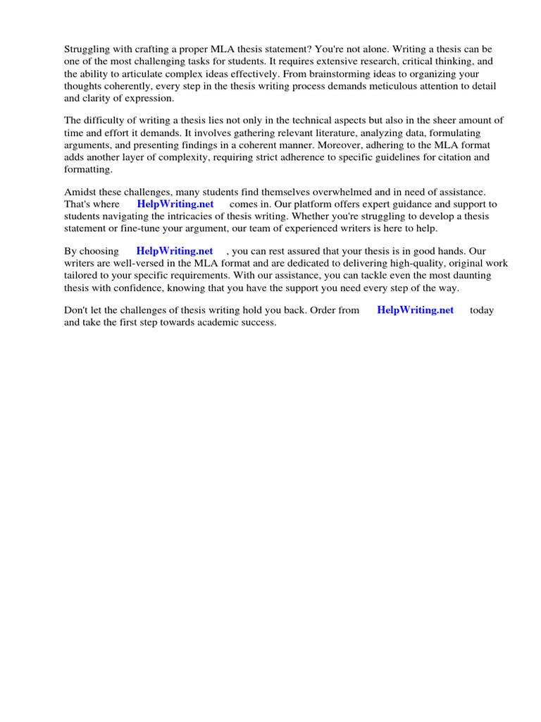 Proper Mla Thesis Statement | PDF | Citation | Editing