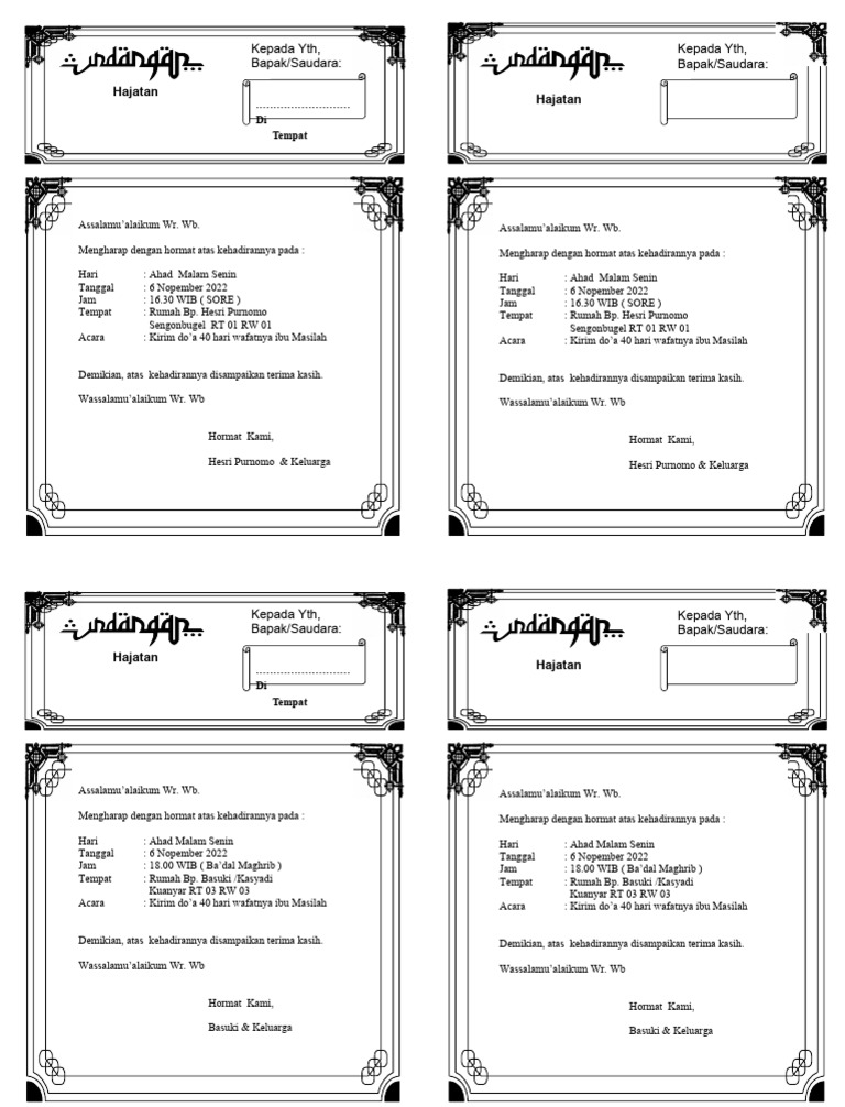 Undangan Hajatan | PDF