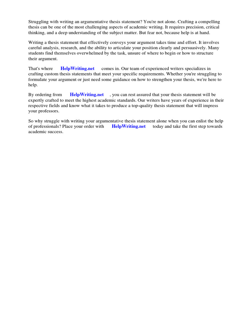 How To Write An Argumentative Thesis Statement | PDF | Essays | Thesis