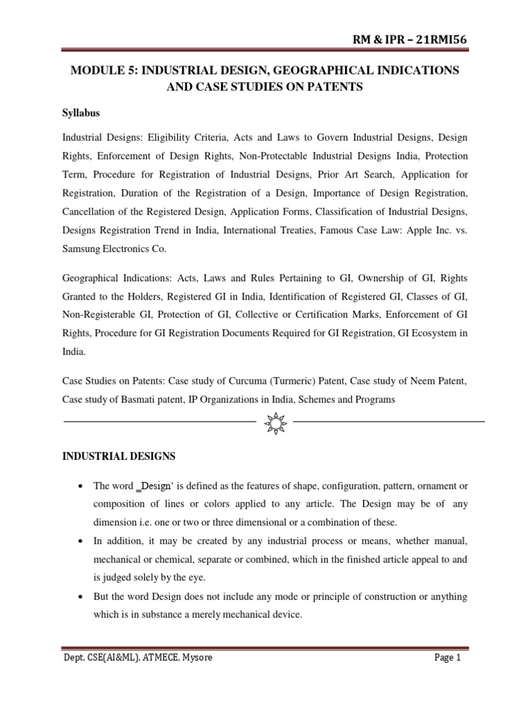 21rmi56 Module 5 | PDF | Intellectual Property | Patent