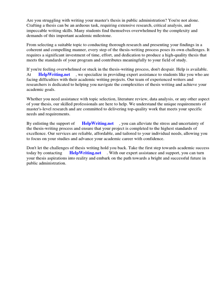 Sample Thesis Proposal For Master in Public Administration | PDF ...