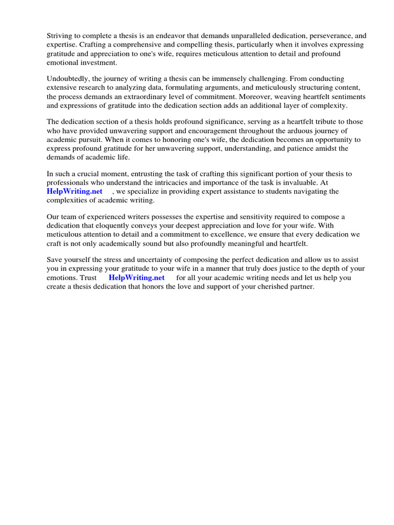 Thesis Dedication Wife | PDF Thesis Dedication Wife | PDF