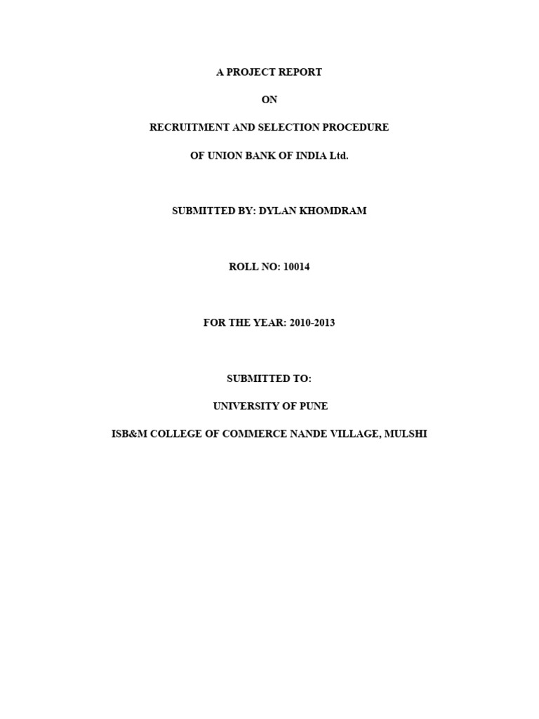 Union Bank Recruitment Process Report | PDF | Recruitment | Validity ...