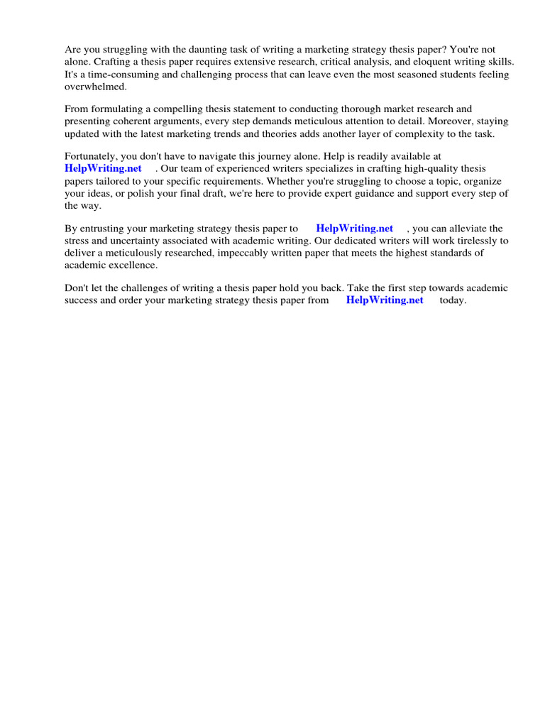 Marketing Strategy Thesis Paper Pdf Marketing Marketing Strategy