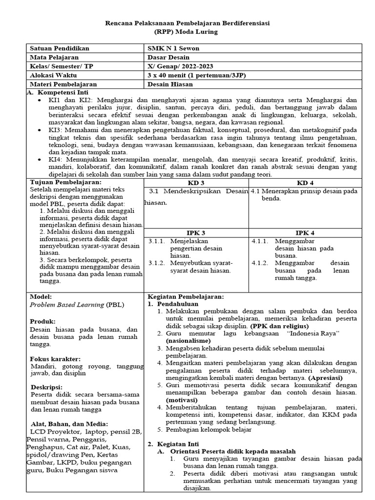 Rencana Pelaksanaan Pembelajaran Berdiferensiasi Himmatul Ulya | PDF