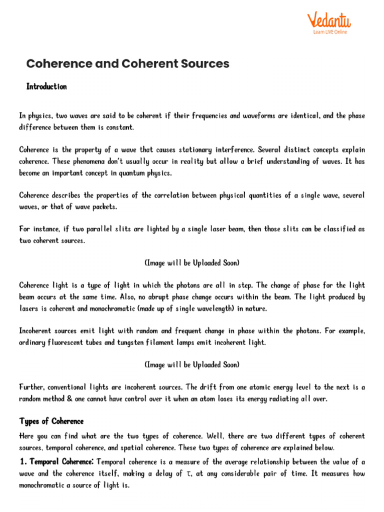 Coherence and Coherent Sources | PDF
