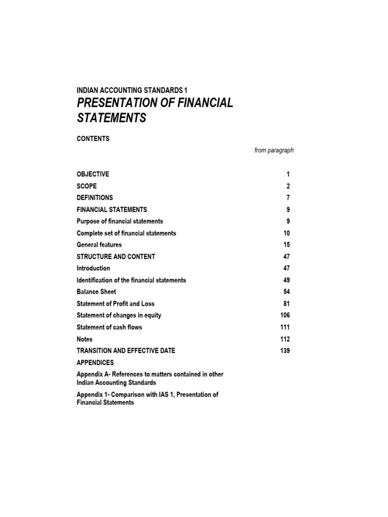 Ind As 1 | PDF | Going Concern | Financial Statement