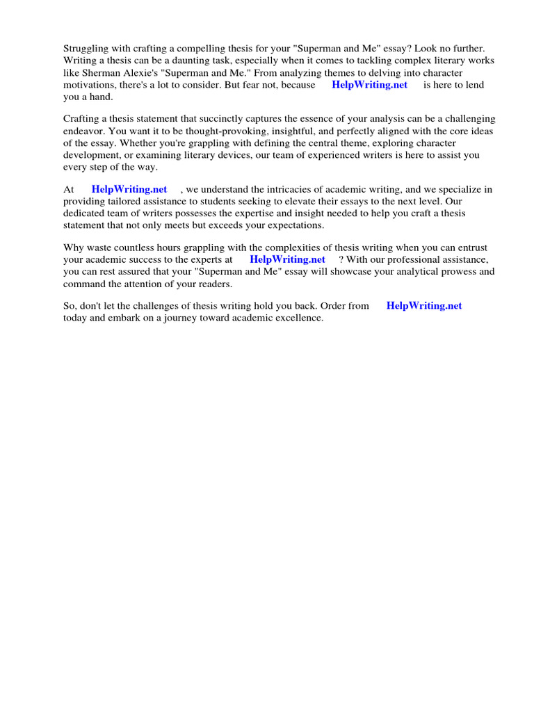 Superman and Me Essay Thesis | PDF